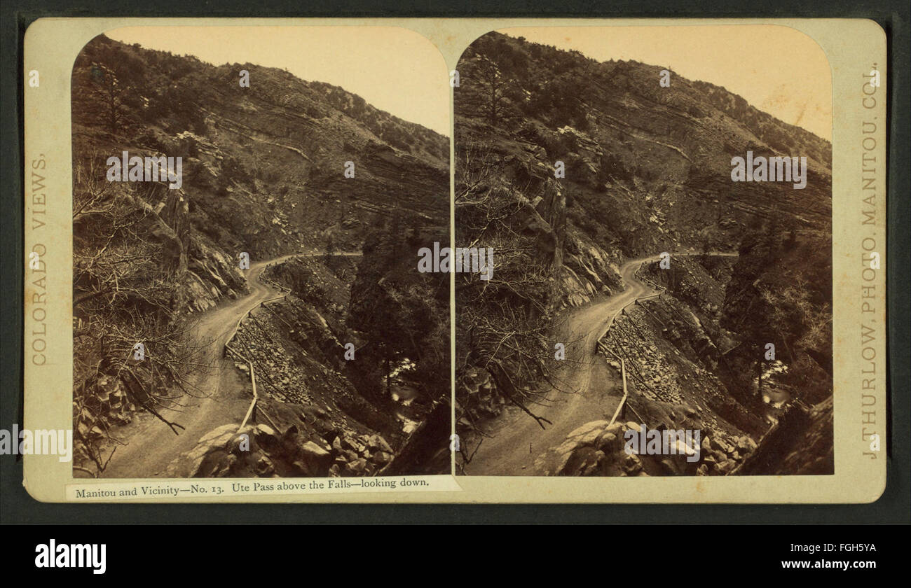 A stereoscopic image of Ute Pass, captured by J. Thurlow, showing a ...
