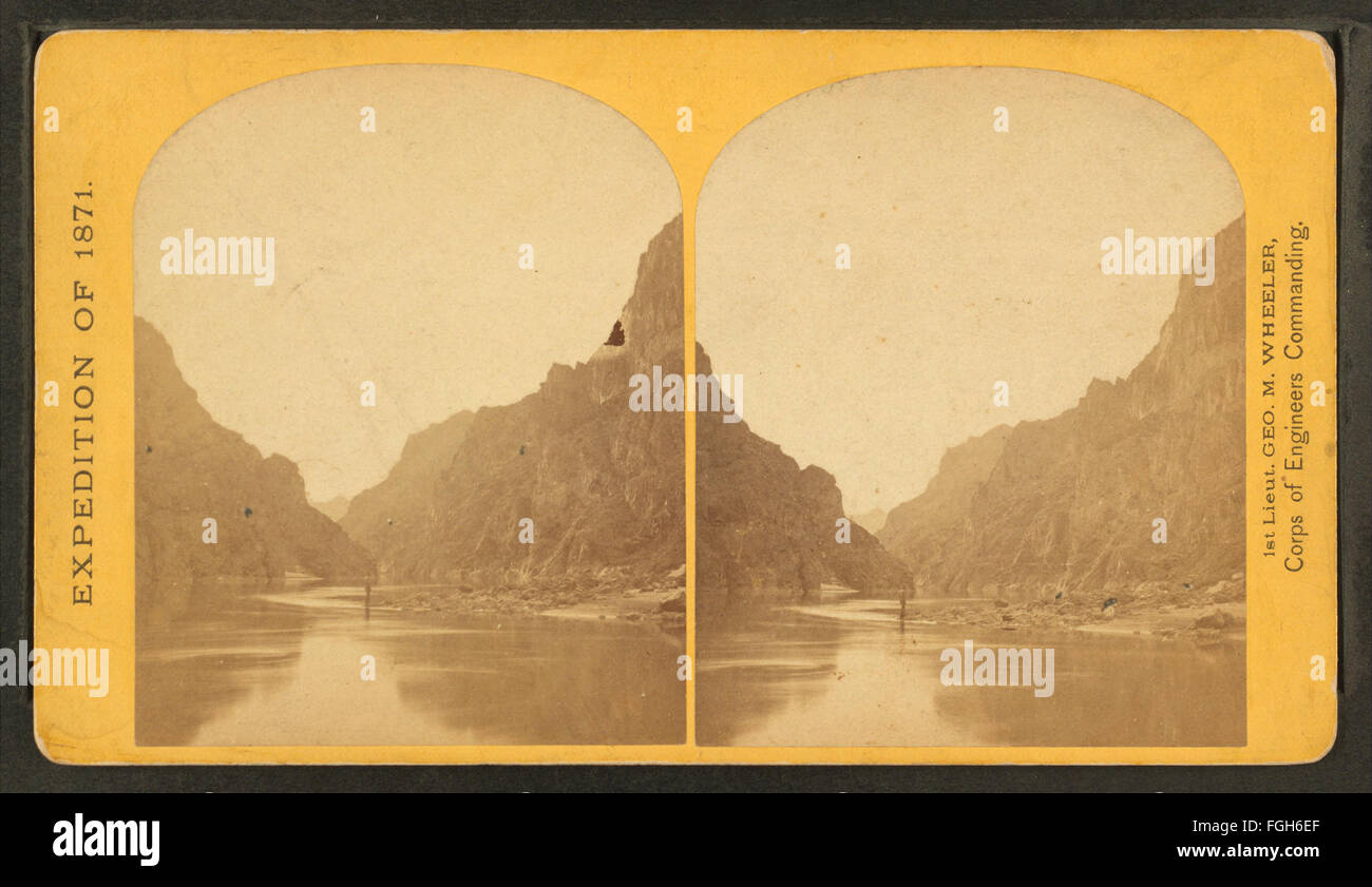 A dramatic view across Black Canyon, showing the towering canyon walls ...