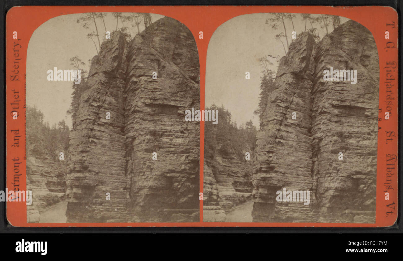 A photograph by T. G. Richardson showing a view in Au Sable Chasm ...
