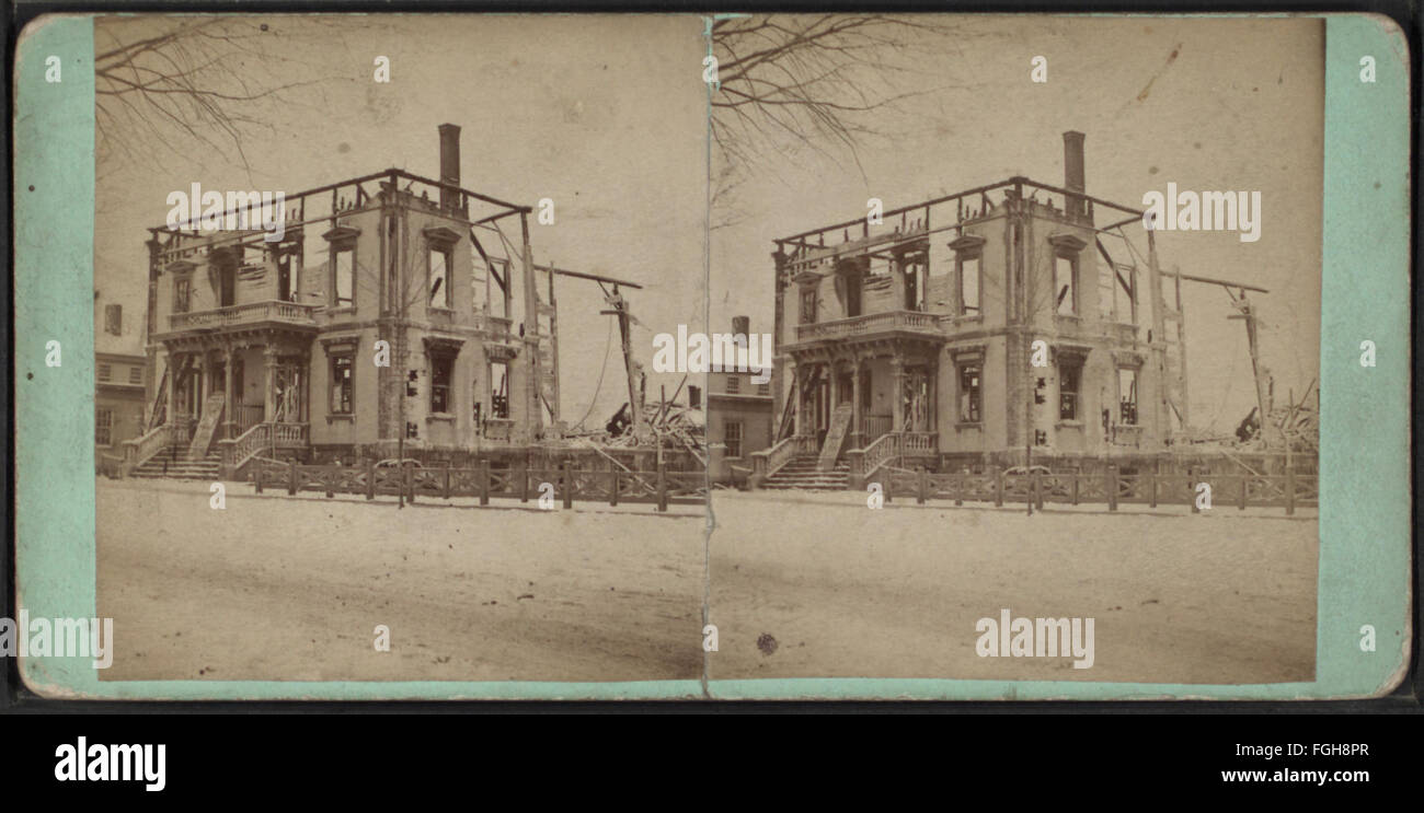 View of a house standing as empty shell, by William Allderige Stock ...