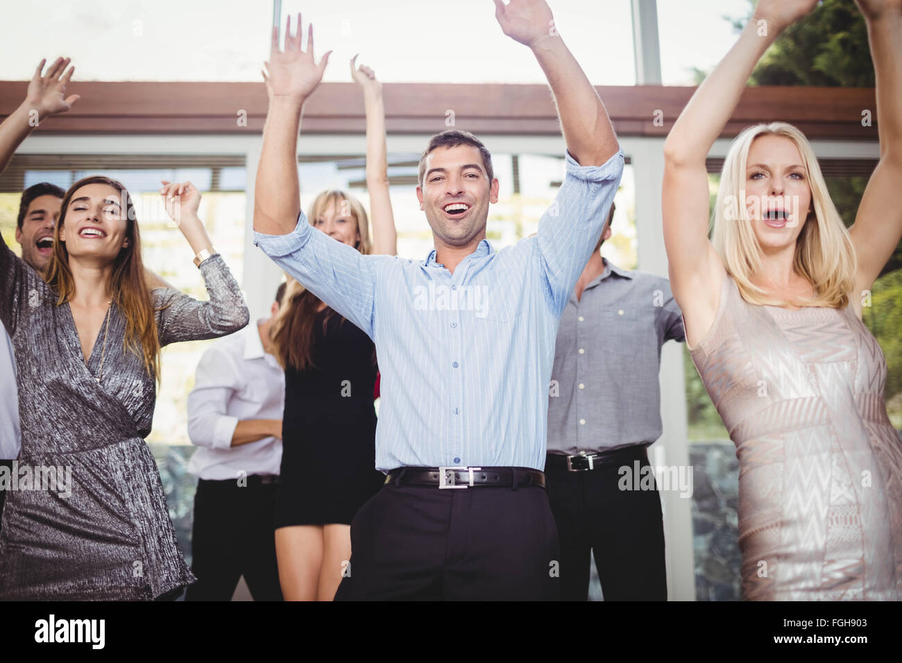 Group of young friends dancing Stock Photo - Alamy