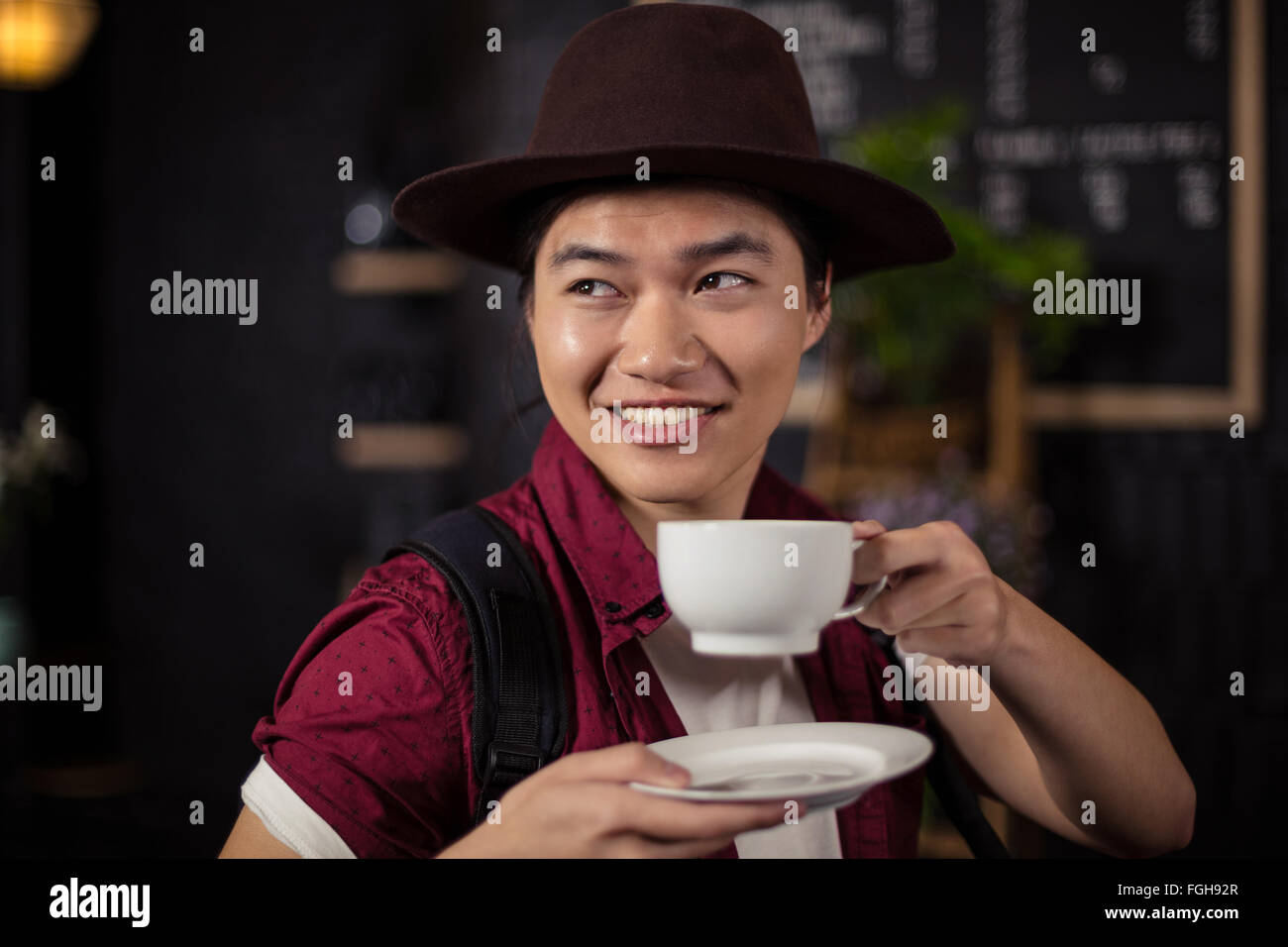 Happy asian barista woman coffee hi-res stock photography and images ...