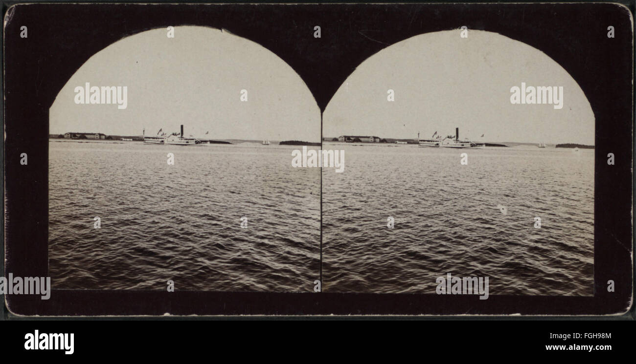 A photograph by James G. Lock depicting a steamboat on the Hudson River ...