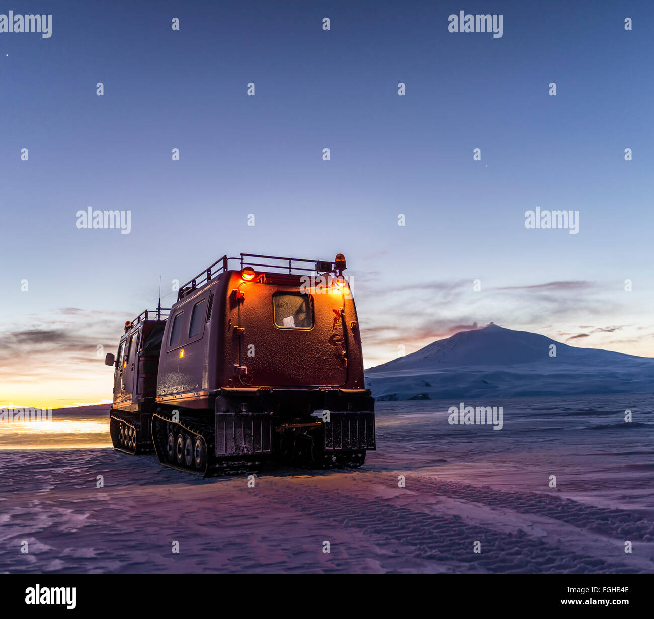 A Hagglunds vehicle on the sea ice of McMurdo Sound, Antarctica in ...