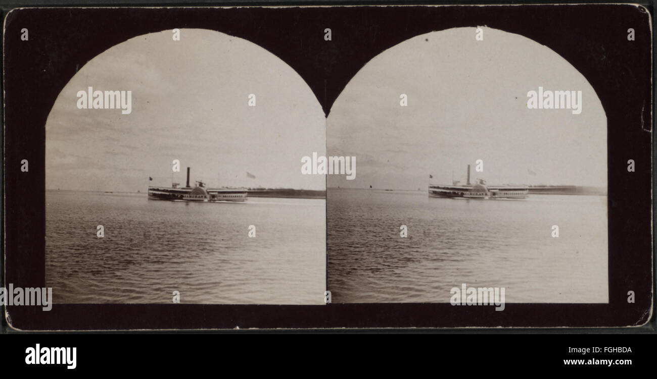 View of the steamer 'Mohawk,' Hudson River, Lona Island, by James G ...