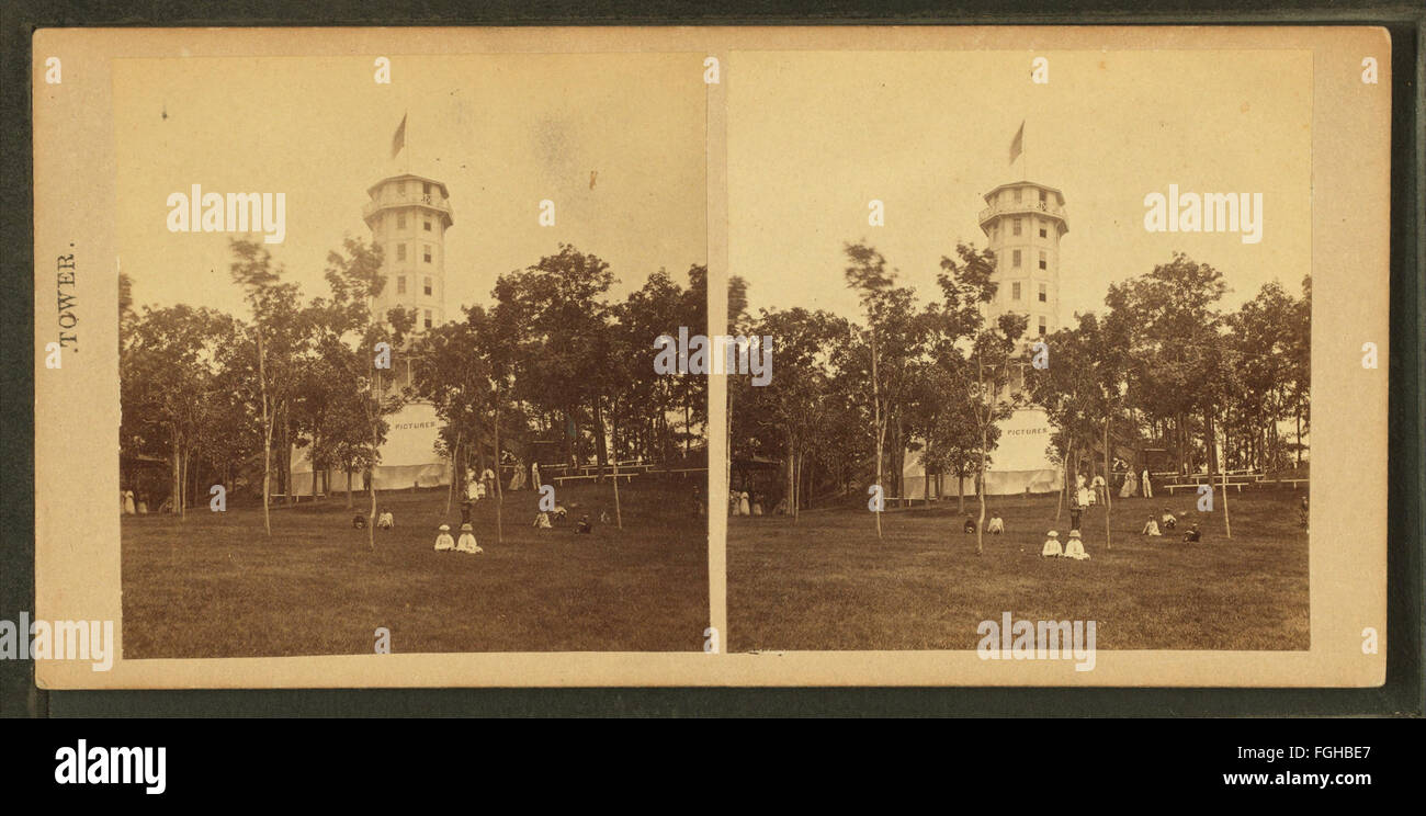 A stereoscopic image depicting a view of the tower at Rocky Point ...