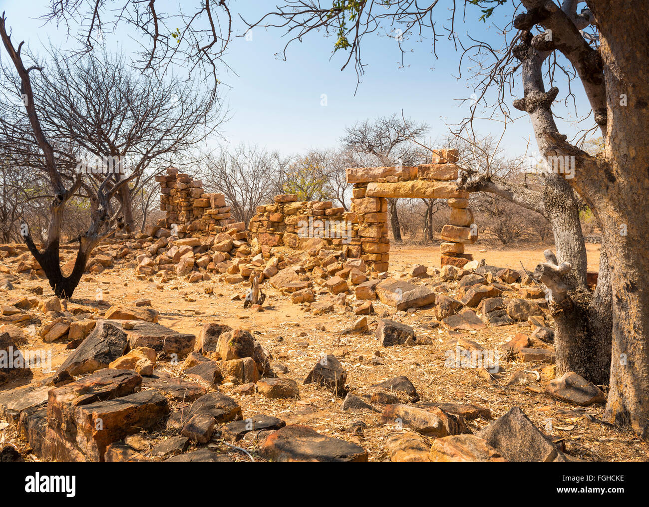Old Palapye ruins built from stone in rural Botswana, Africa Stock ...