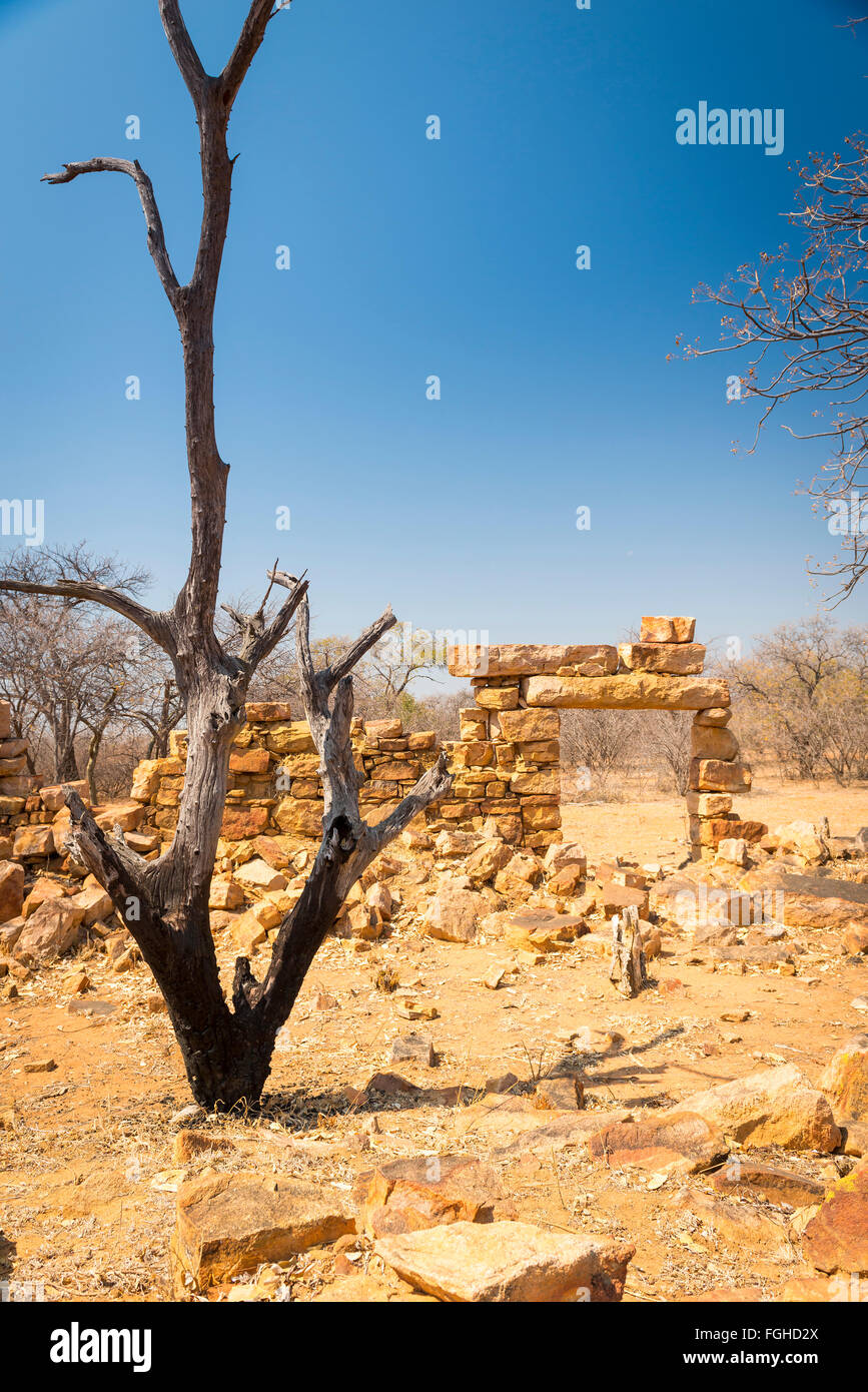 Old Palapye ruins built from stone in rural Botswana, Africa Stock ...