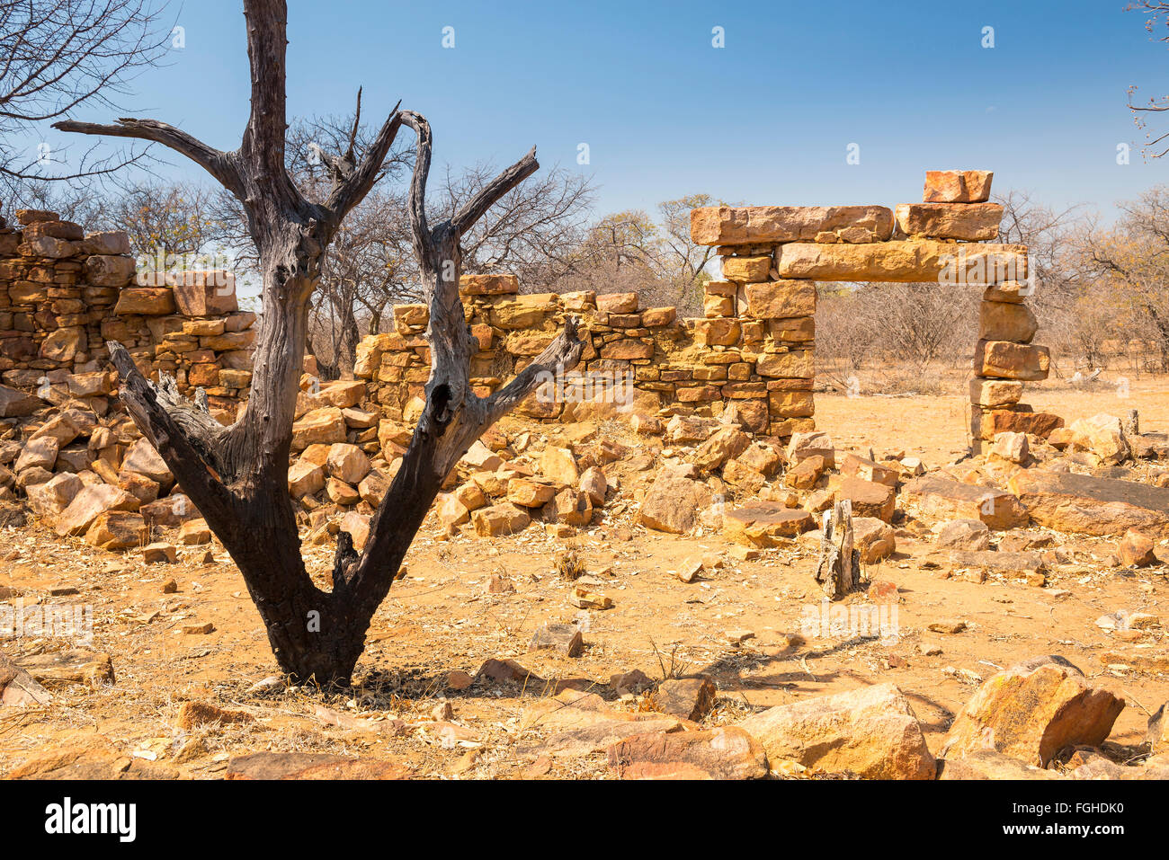 Old Palapye ruins built from stone in rural Botswana, Africa Stock ...