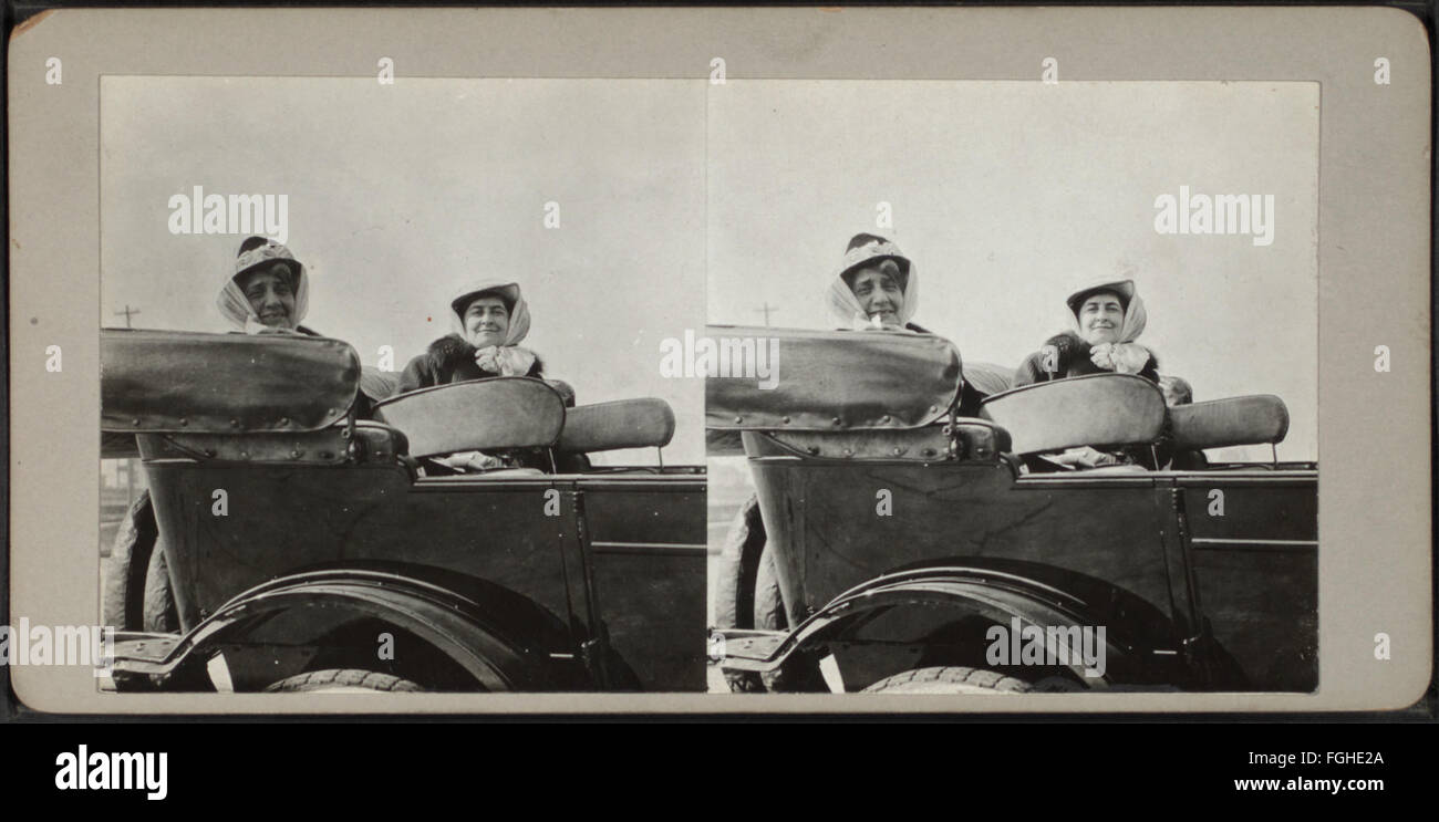 Women in a touring car, from Robert N. Dennis collection of ...