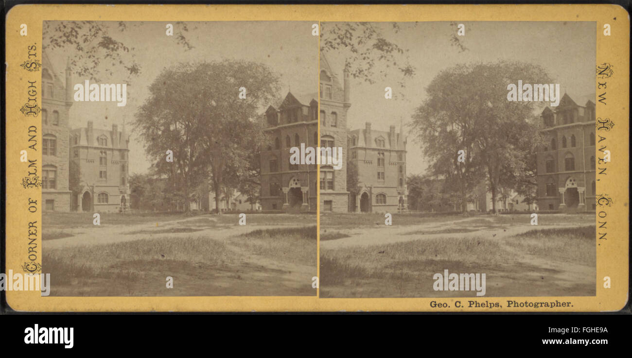 A photograph by George C. Phelps featuring views of Yale College. The ...