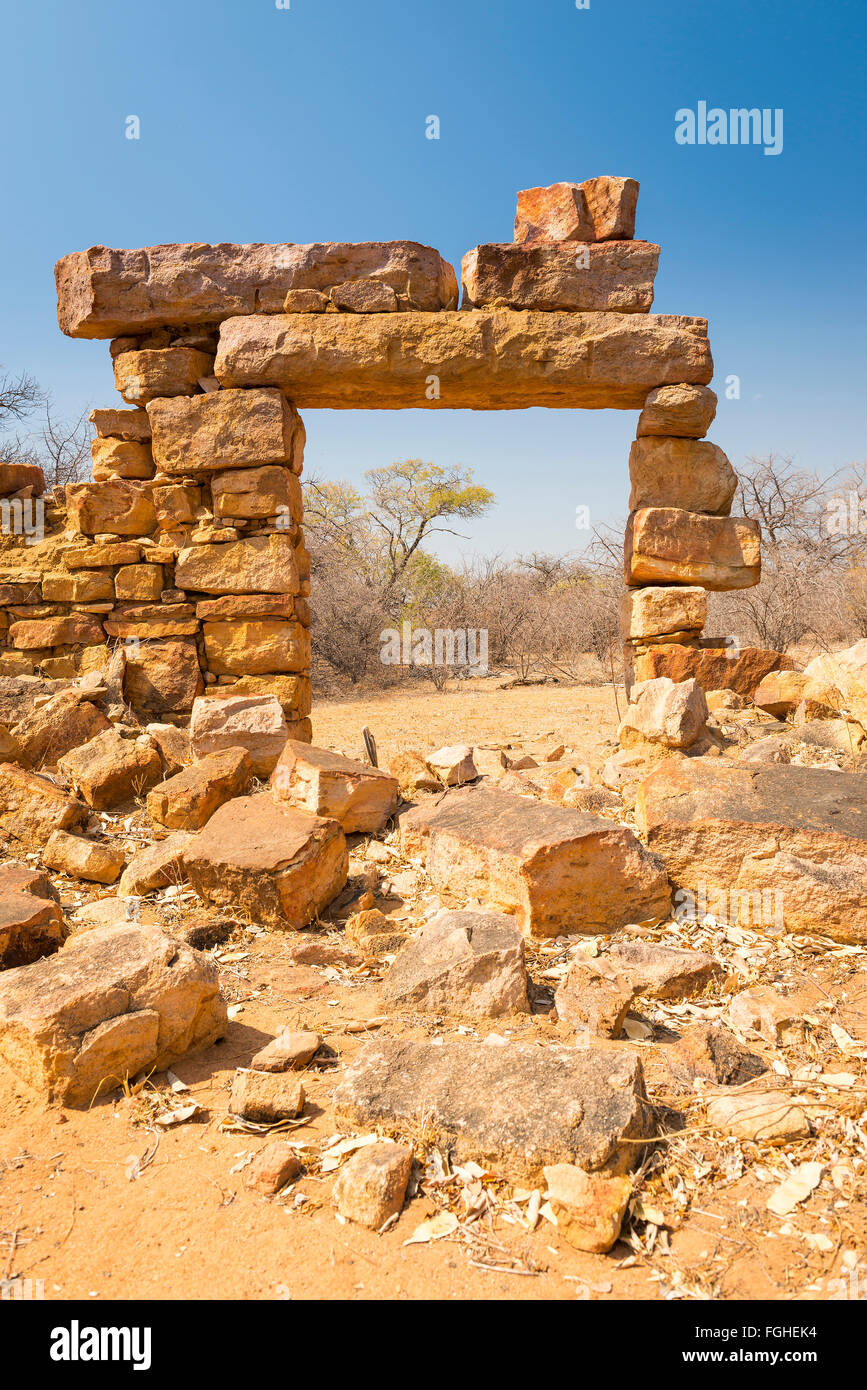 Old Palapye ruins built from stone in rural Botswana, Africa Stock ...