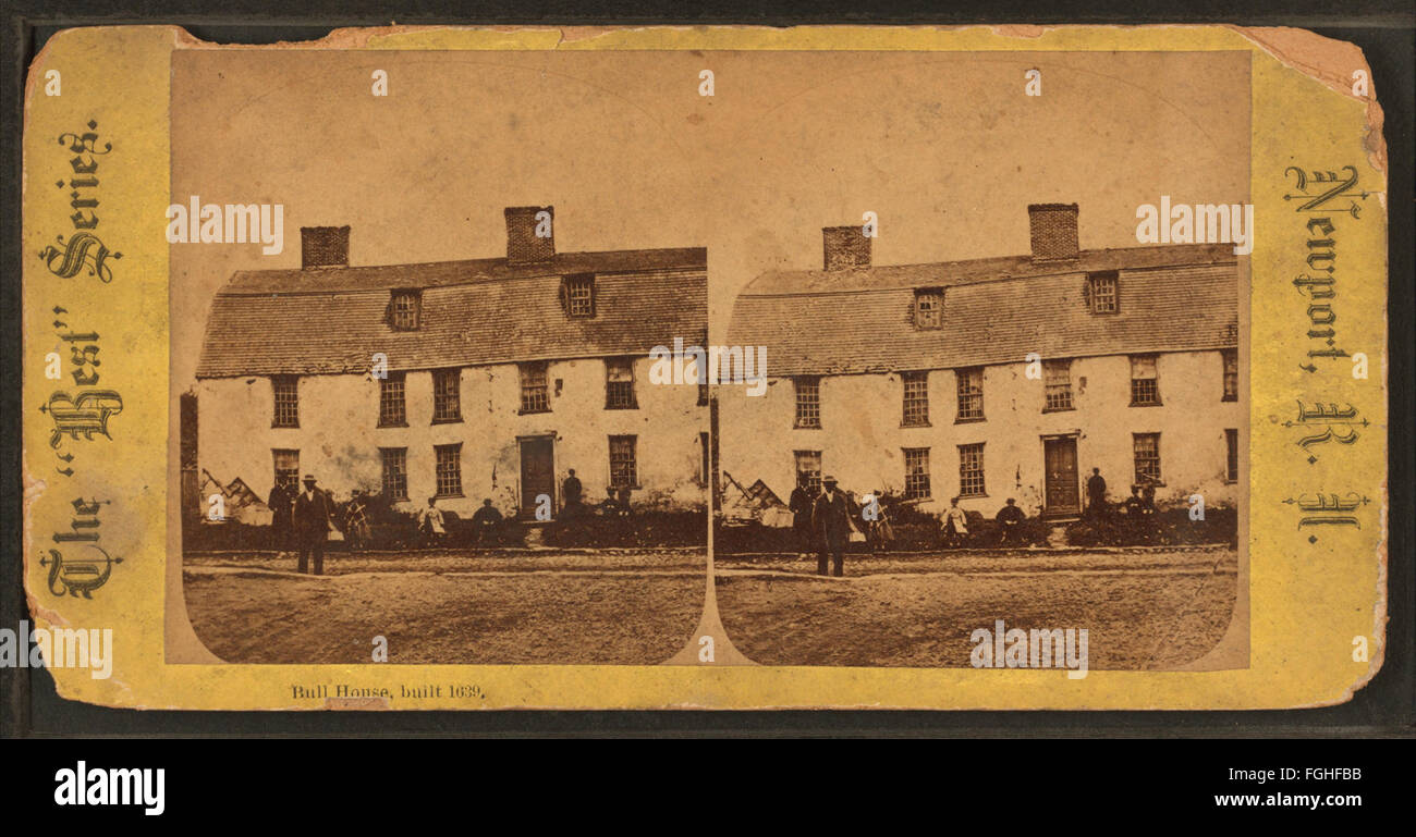 A stereoscopic image of the Bull House, built in 1639, showcasing its ...