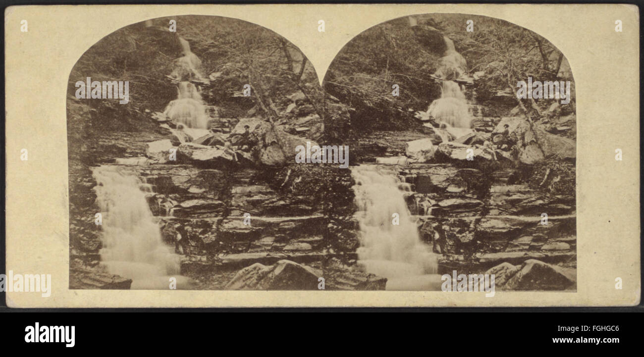 This stereoscopic photograph captures the stunning Kaaterskill Falls in ...