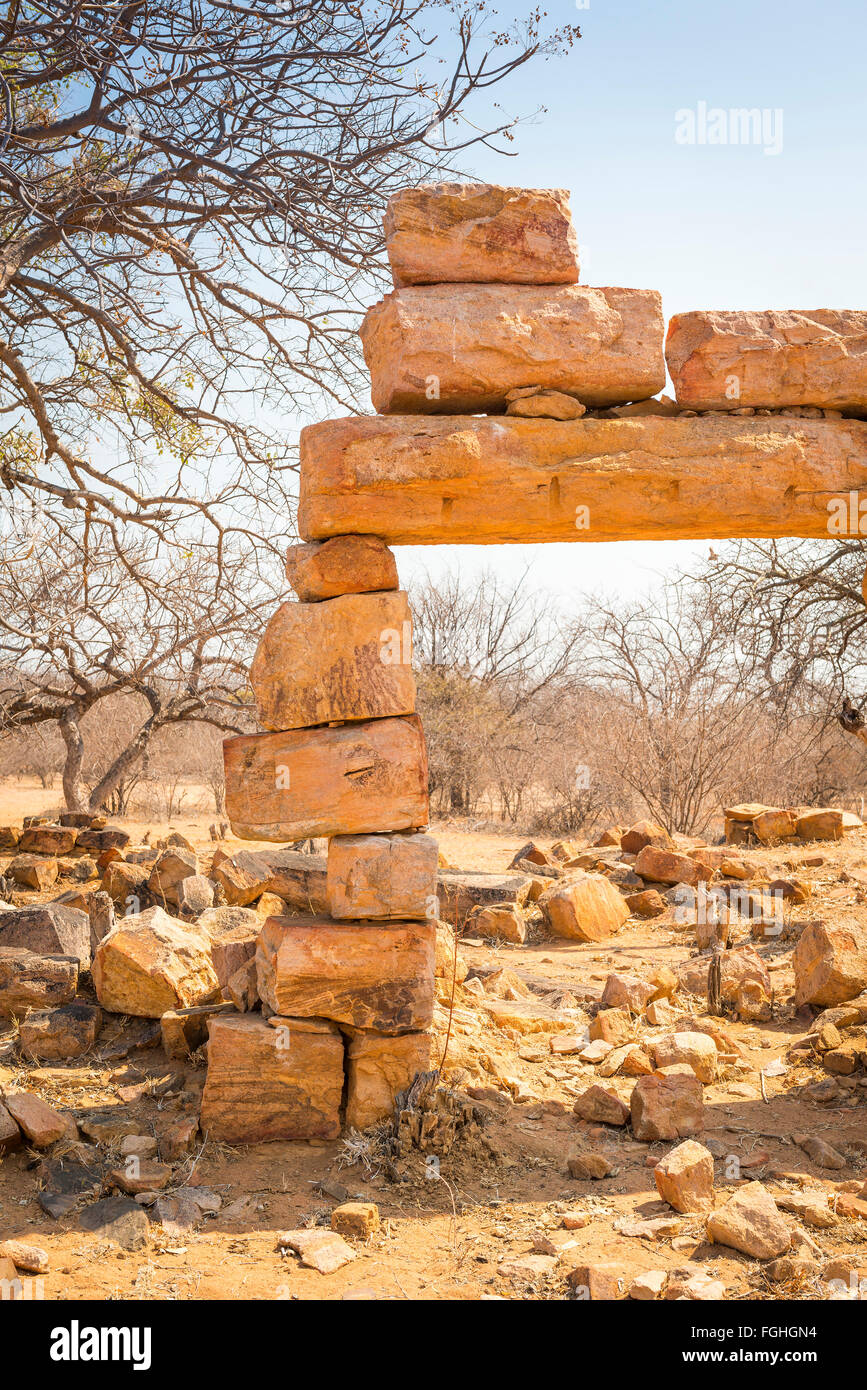 Old Palapye ruins built from stone in rural Botswana, Africa Stock ...