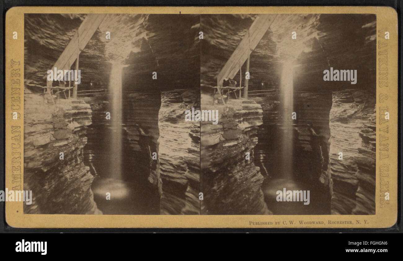 A photograph of Cavern Cascade, captured by Charles Warren Woodward ...