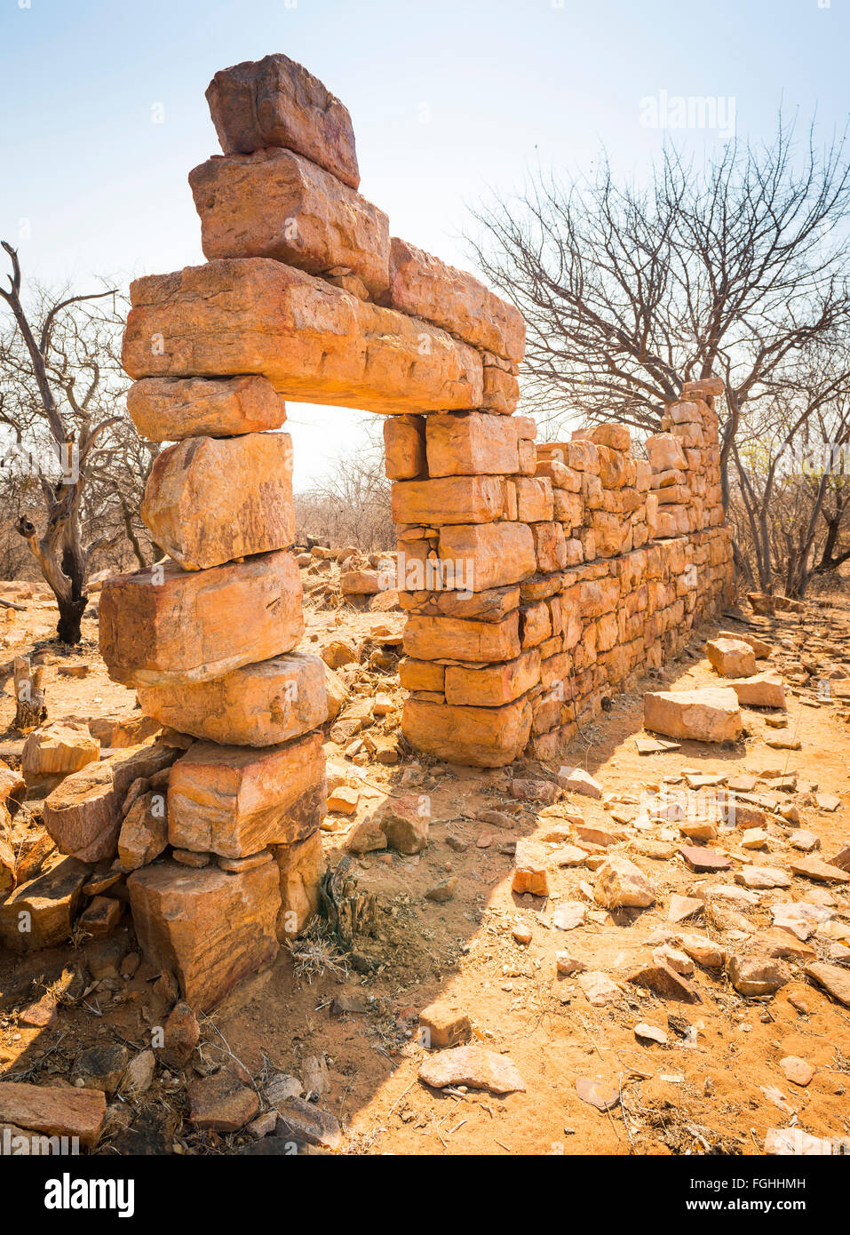 Old Palapye ruins built from stone in rural Botswana, Africa Stock ...