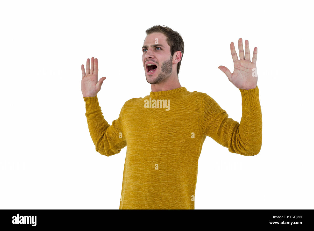 Hipster man screaming Stock Photo - Alamy