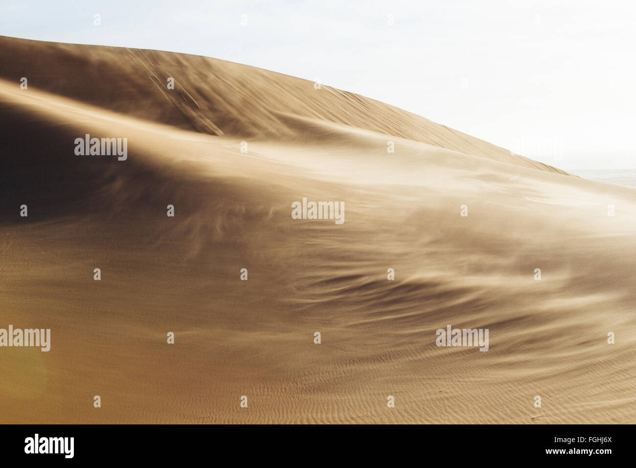 The effect of wind on the sand dunes of the desert in Namibia Stock ...