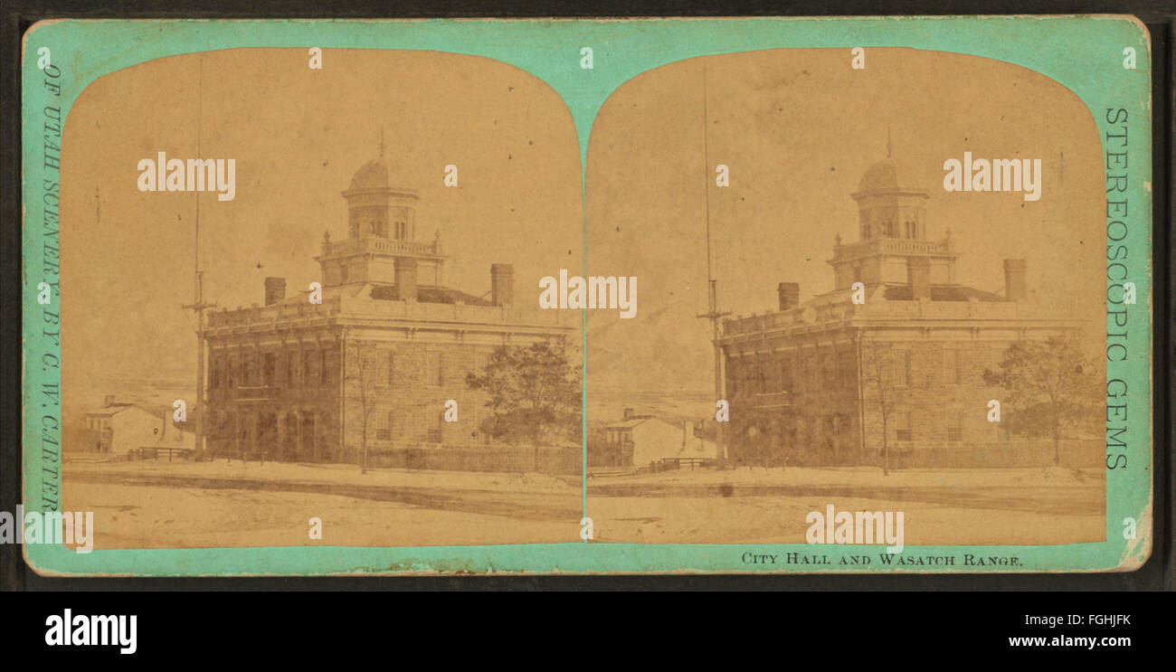 A photograph by C. W. Carter showing City Hall with the Wasatch Range ...