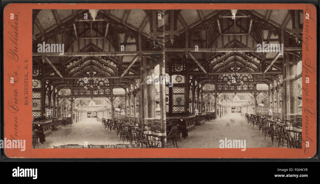 A photograph of Congress Park in Saratoga Springs, New York, showing ...