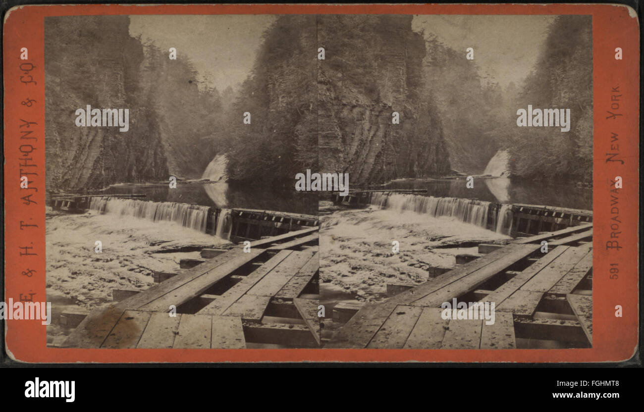 This photograph by E. & H.T. Anthony captures the Dam and Second Fall ...