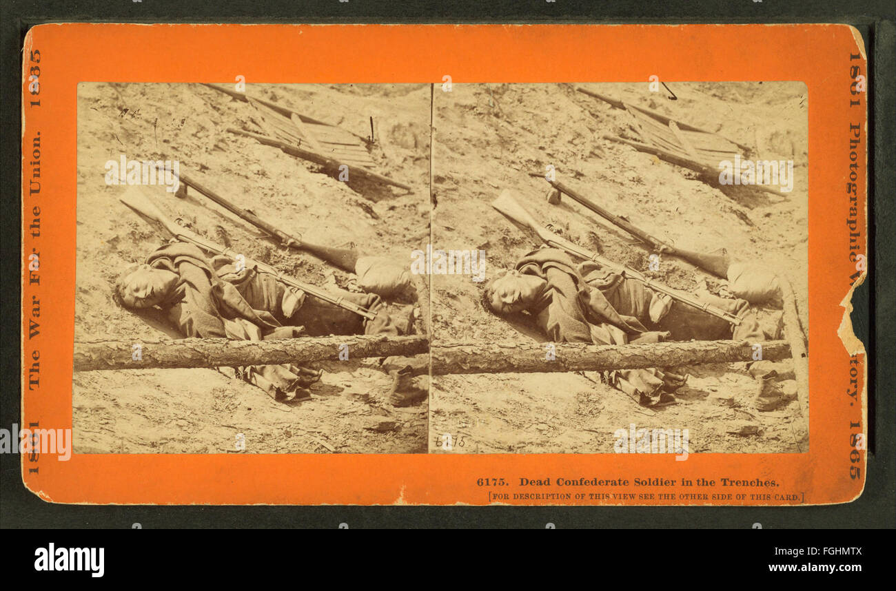 A photograph showing the body of a dead Confederate soldier in the ...