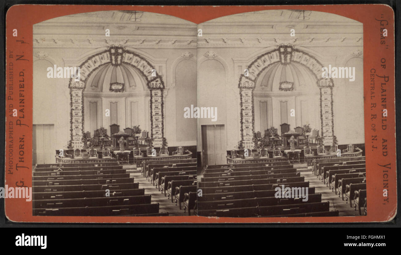 A stereoscopic photograph showing the decoration of the Plainfield ...