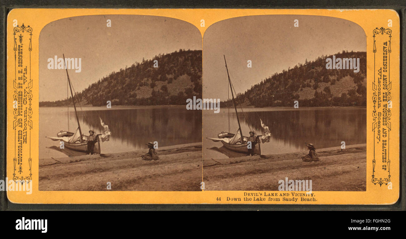 A photograph of Devil’s Lake and its surrounding landscape, taken by ...