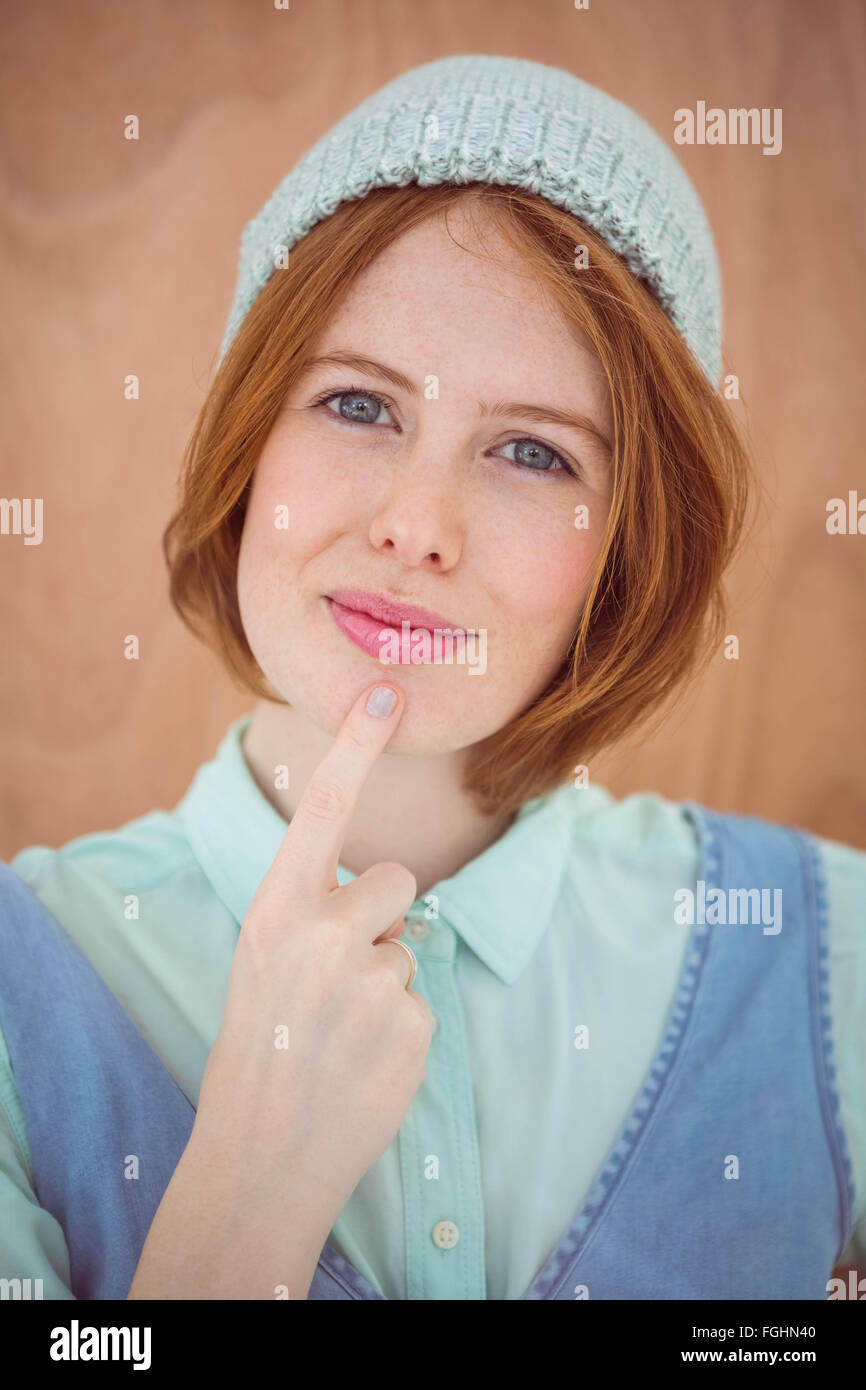 Woman wearing knitted hat hi-res stock photography and images - Alamy