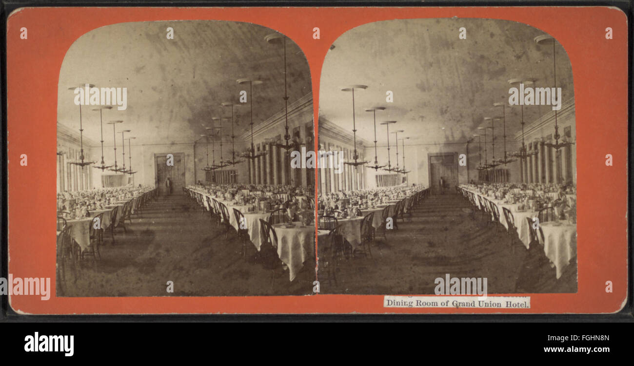 This image shows the dining room of the Grand Union Hotel, a notable ...