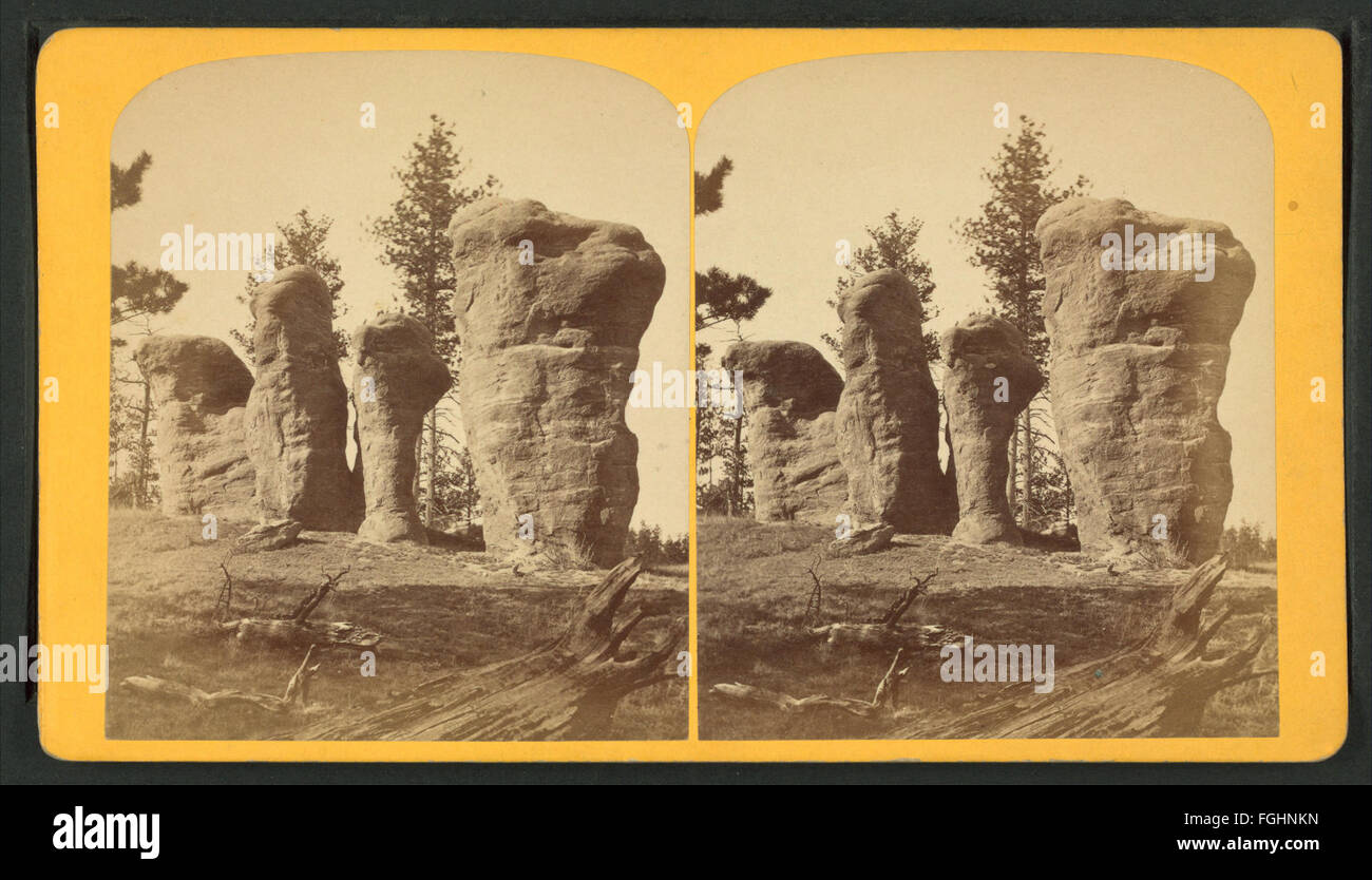 A photograph by Byron H. Gurnsey showing druidical stones at Manitou ...