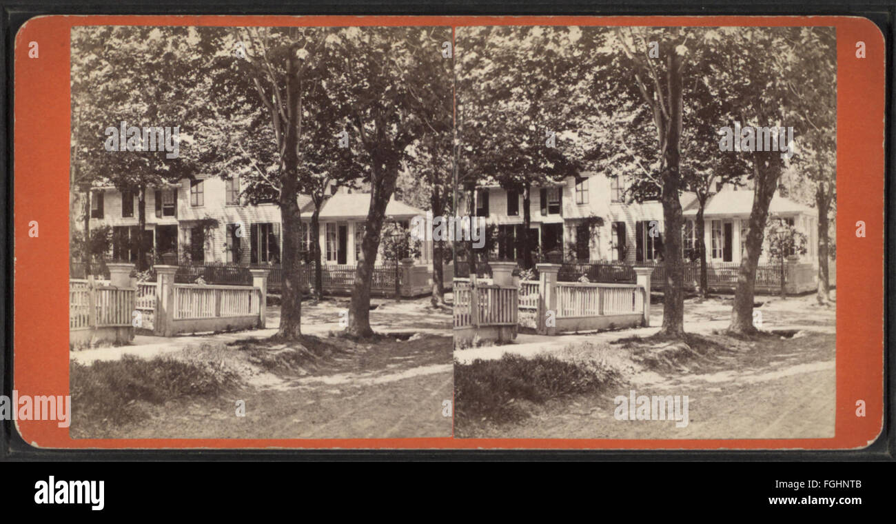 A photograph by F. B. Clench showing residential dwellings in Lockport ...