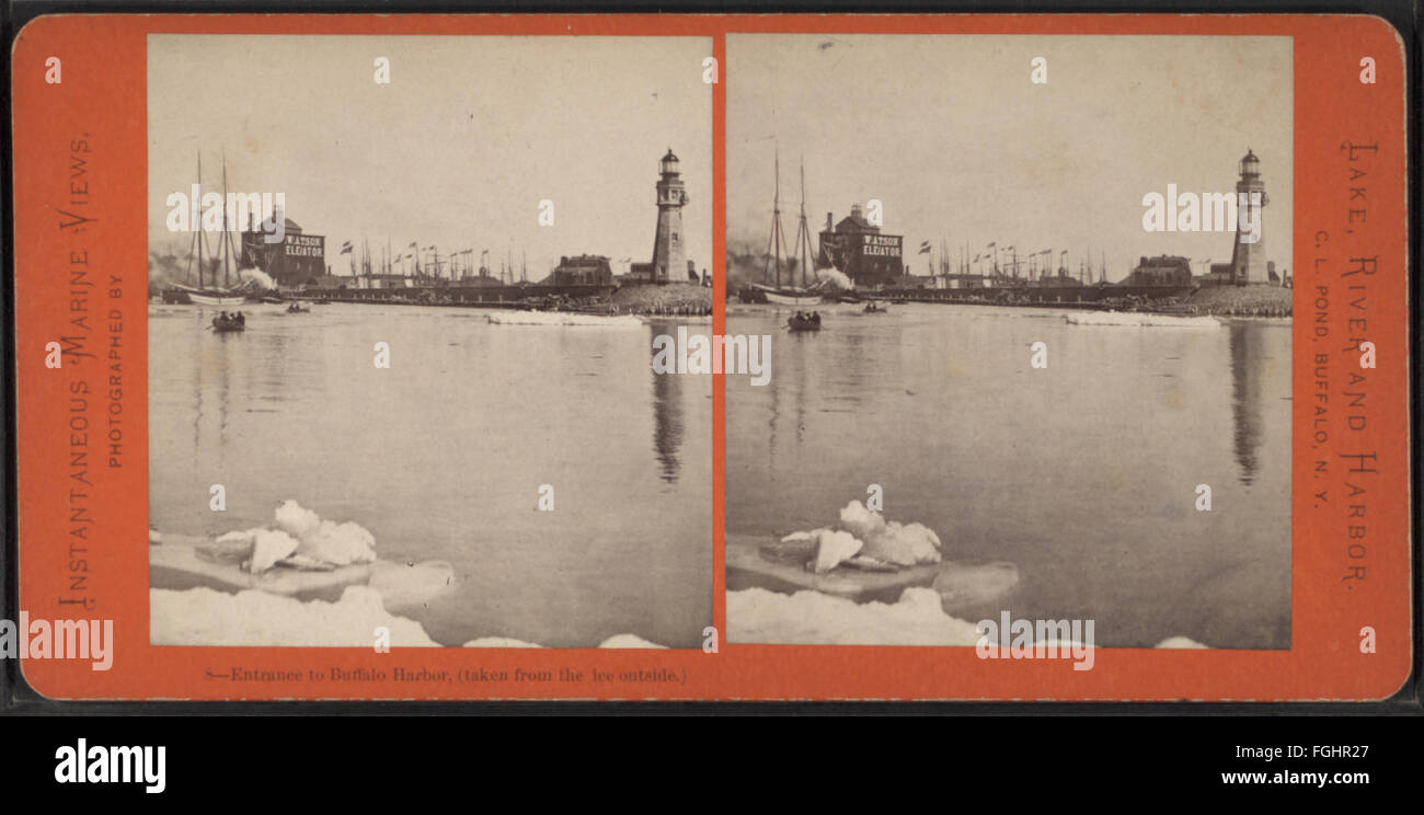 Entrance to Buffalo harbor, taken from the ice outside, by Pond, C. L ...