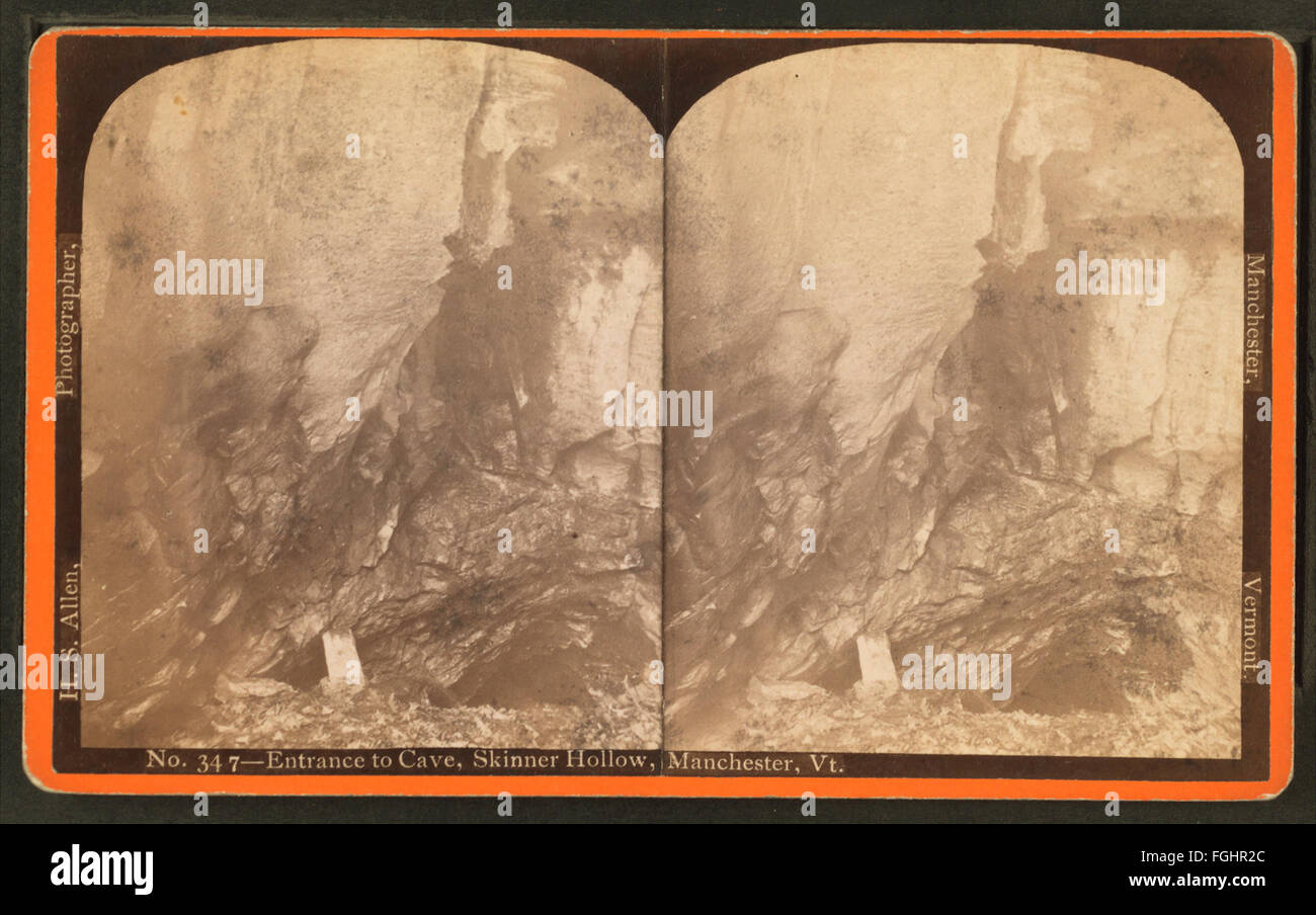 A photograph by Henry S. Allen showing the entrance to a cave in ...