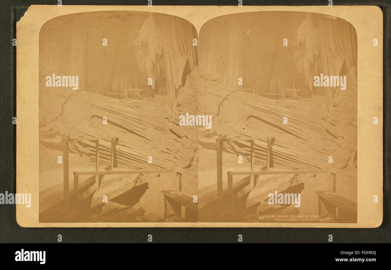 This photograph by C.H. James shows a fallen column in the Caverns of ...