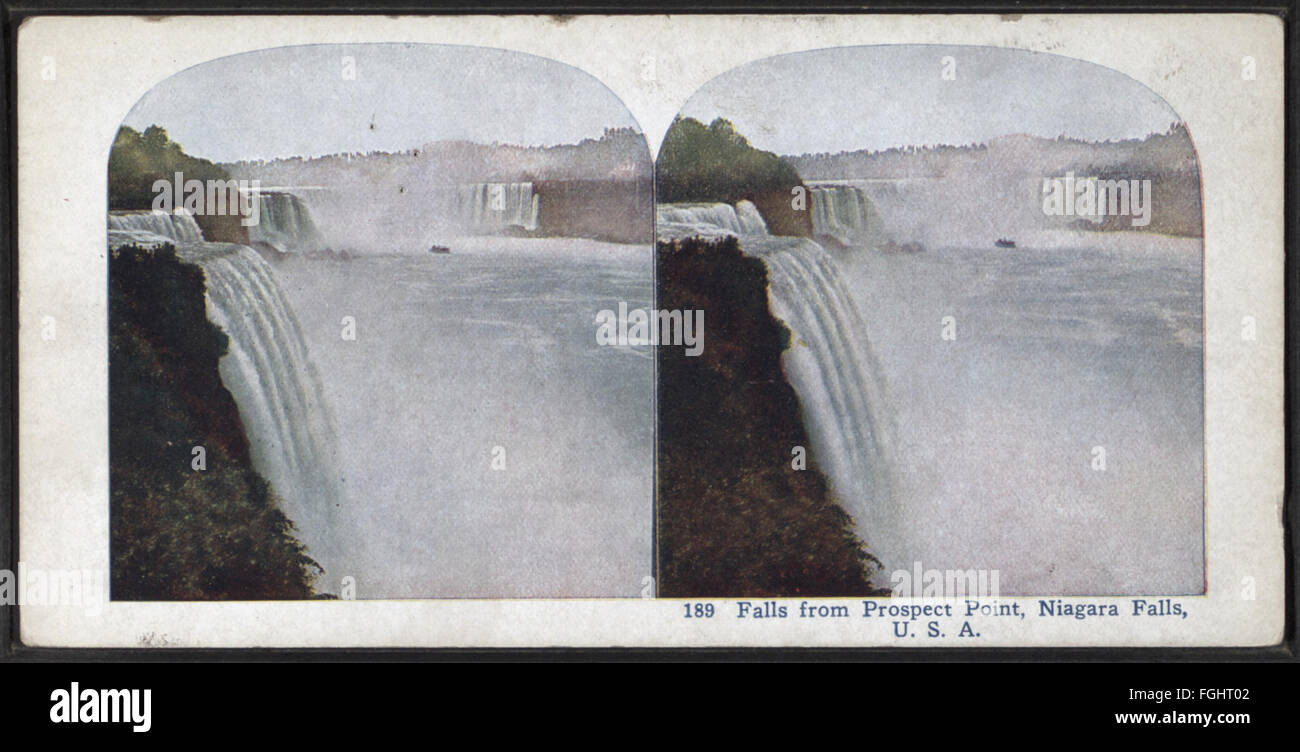 Stereoscopic image of Niagara Falls from Prospect Point, showcasing the ...