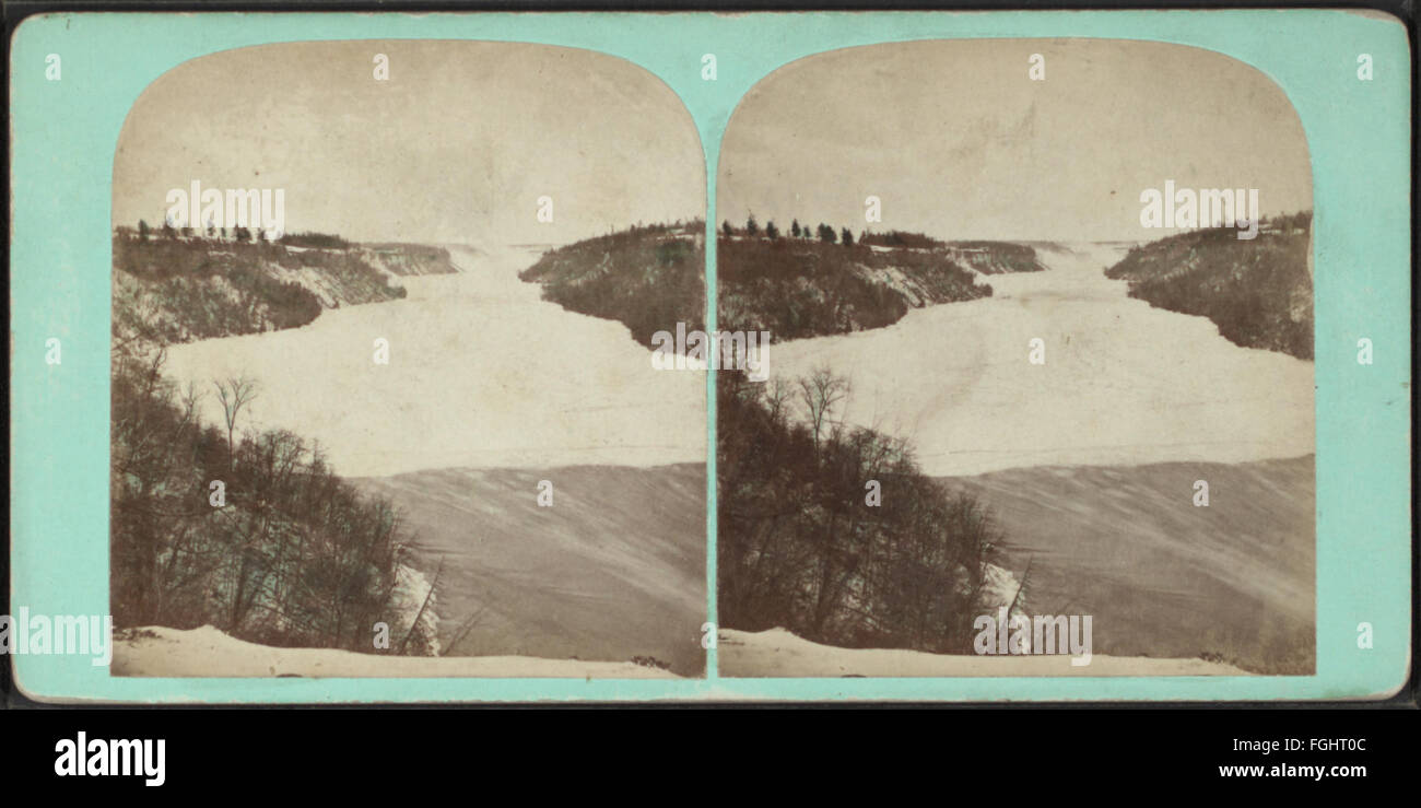 A stereoscopic photograph of the falls from the Niagara Suspension ...