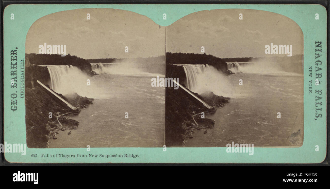 This image by George Barker depicts the Falls of Niagara as viewed from the new suspension ...