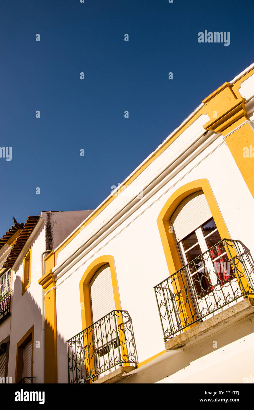 streetview of the city center of Evora, unesco heritage site Stock ...