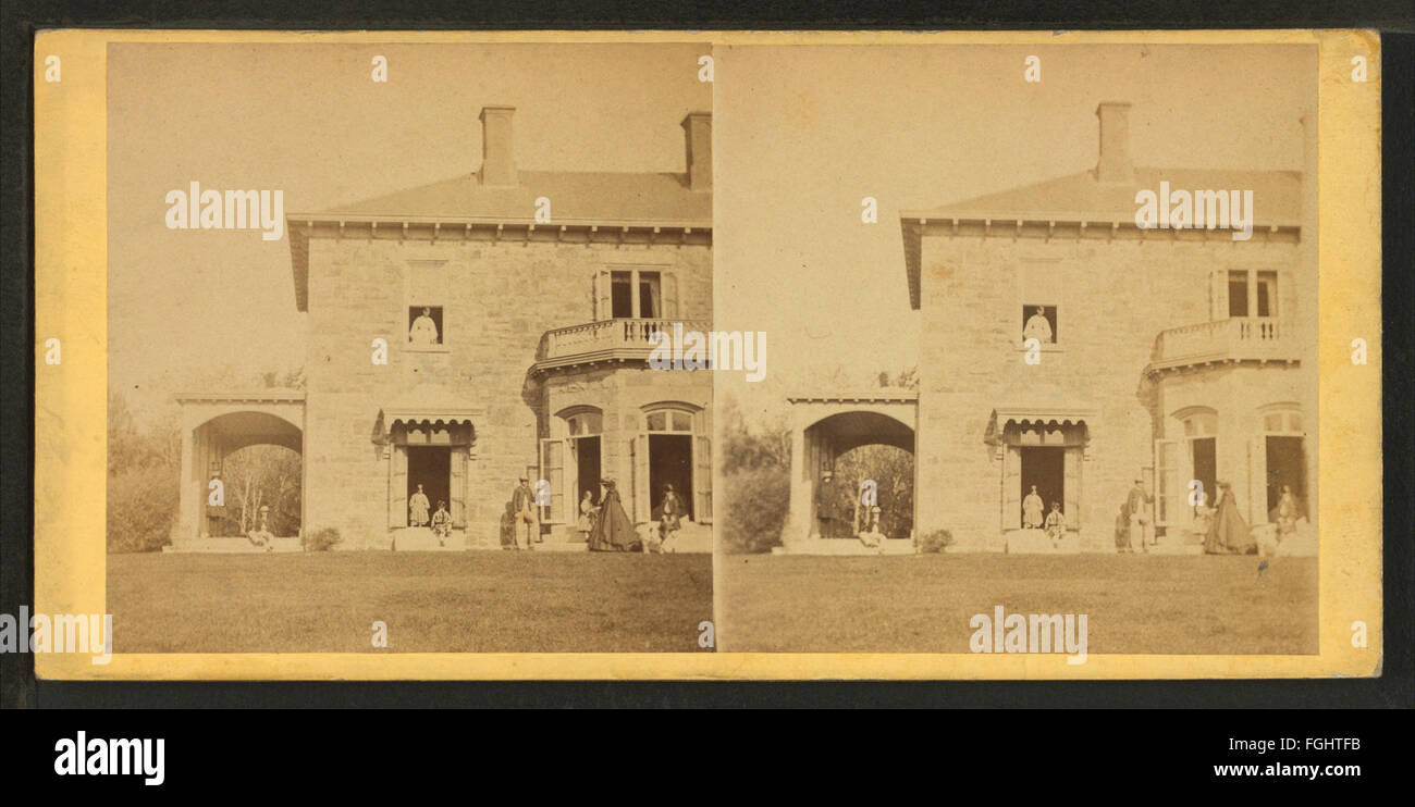 Family portrait outside Stone House, with the family members posing on ...