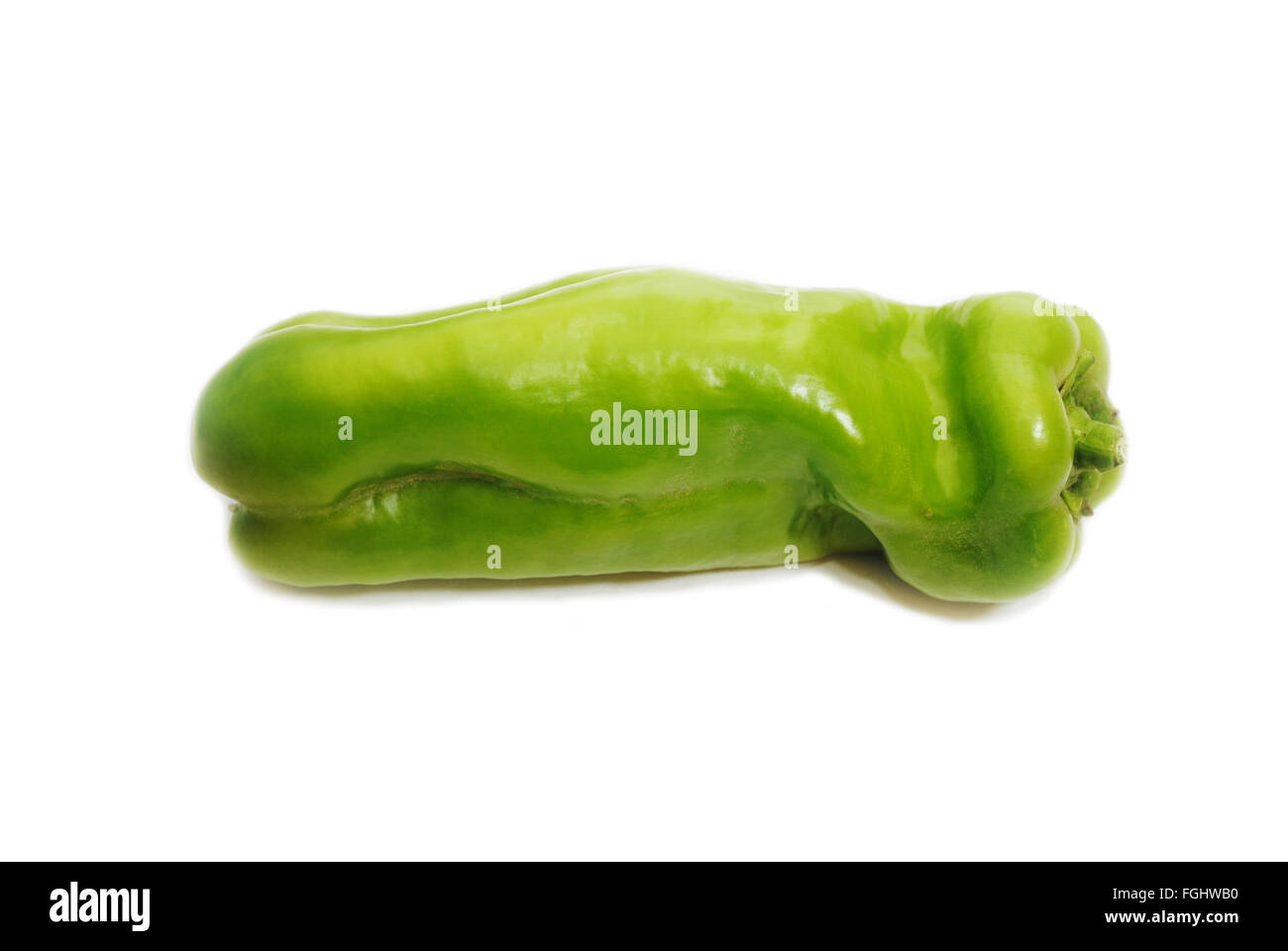 Long Green Sweet Pepper Isolated Over a White Stock Photo - Alamy