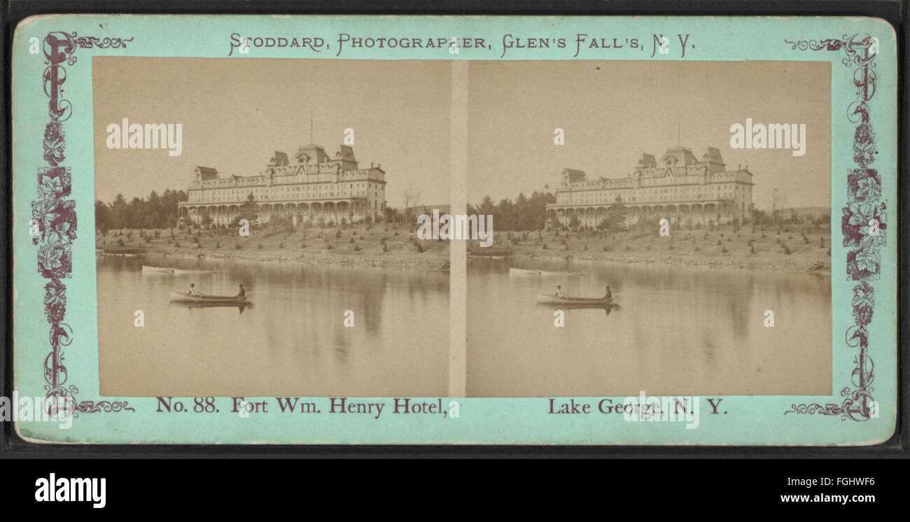 A photograph by Seneca Ray Stoddard of the Fort William Henry Hotel at ...