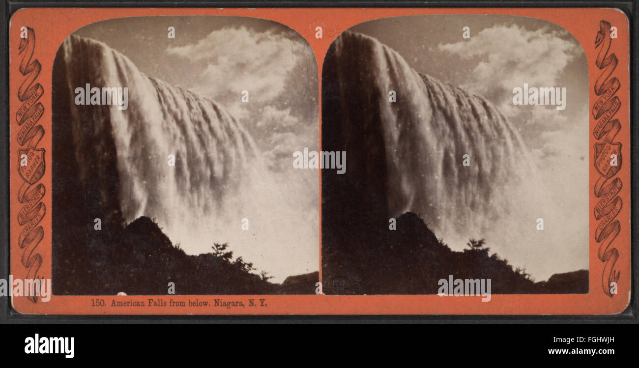 A stereoscopic view of the American Falls at Niagara, captured from ...