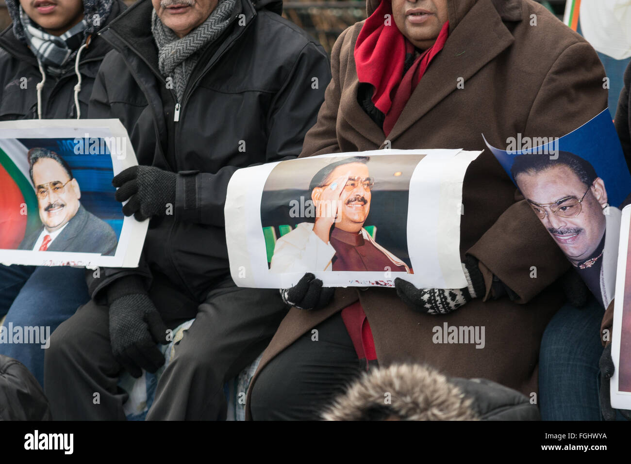 New York, United States. 19th Feb, 2016. Members of MQM in the US rally ...