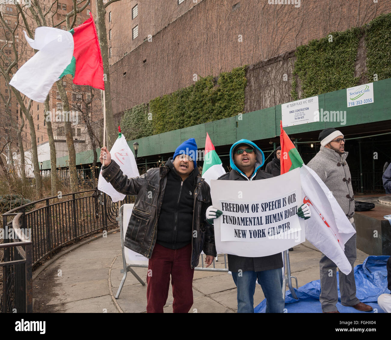 New York, United States. 19th Feb, 2016. Members of MQM in the US rally ...