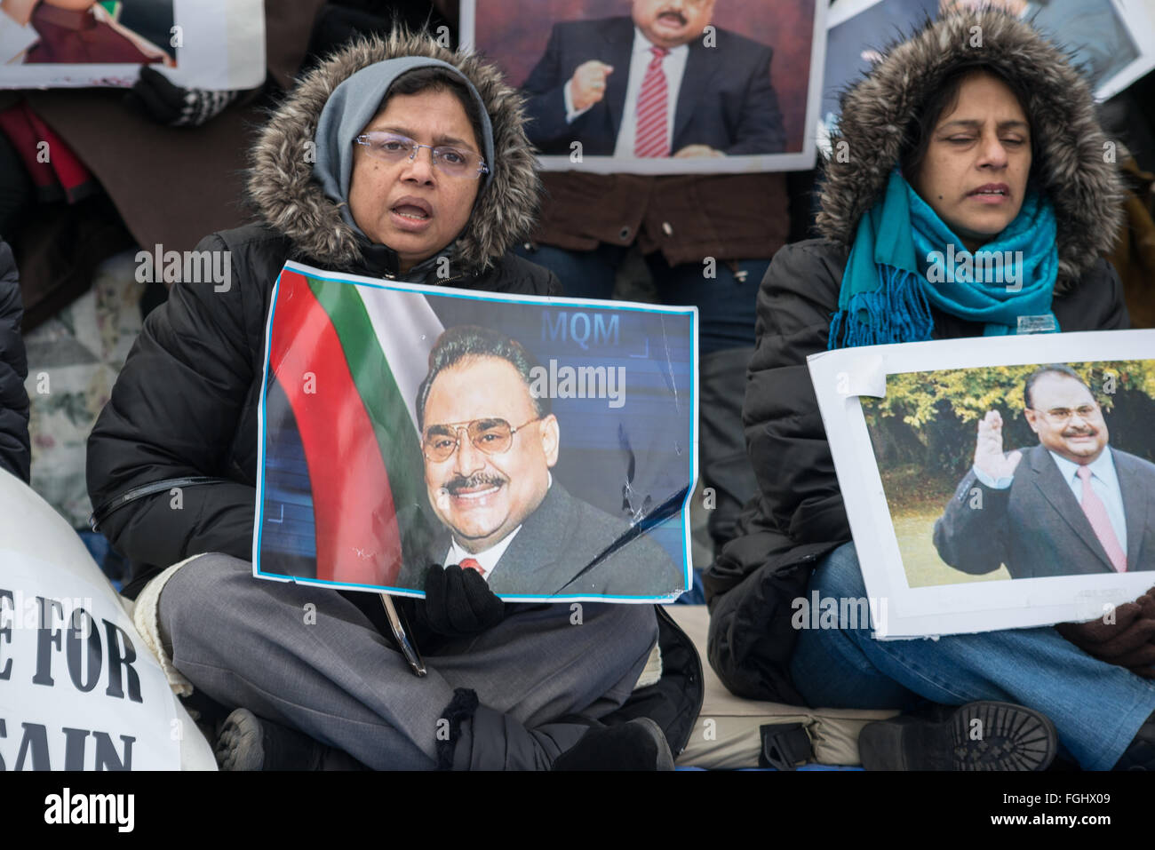 New York, United States. 19th Feb, 2016. Members of MQM in the US rally ...
