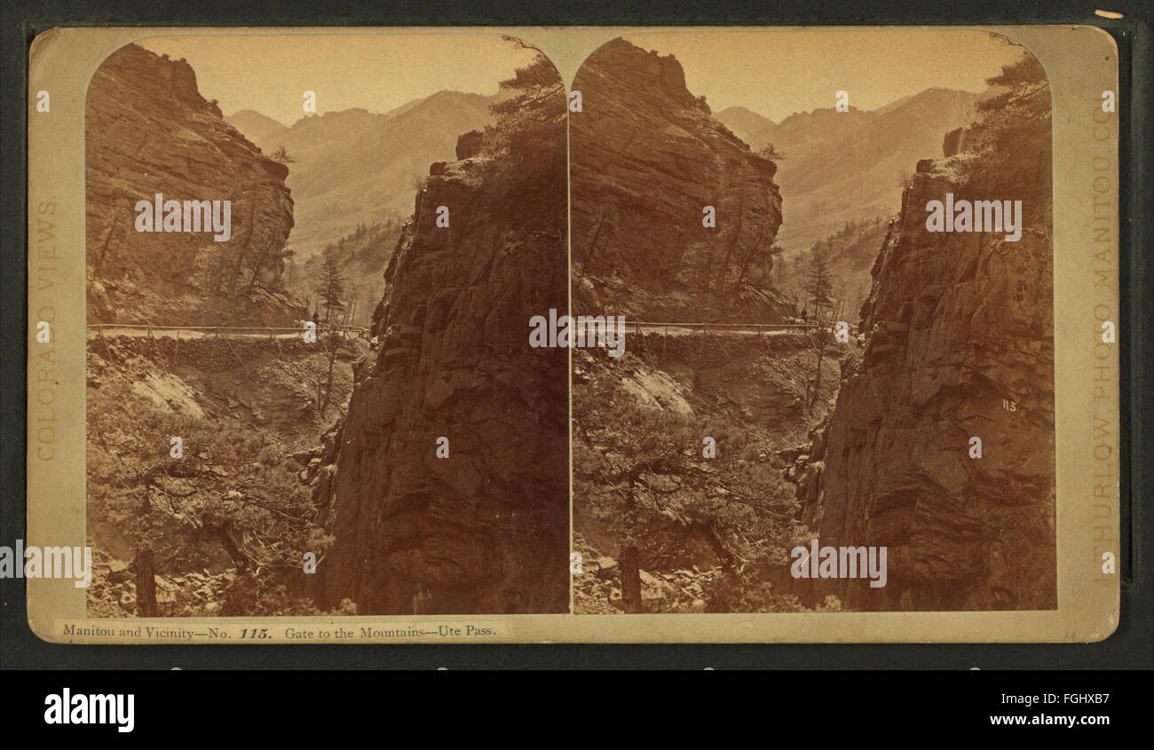 Gate to the mountains - Ute Pass, by Thurlow, J., 1831-1878 Stock Photo ...