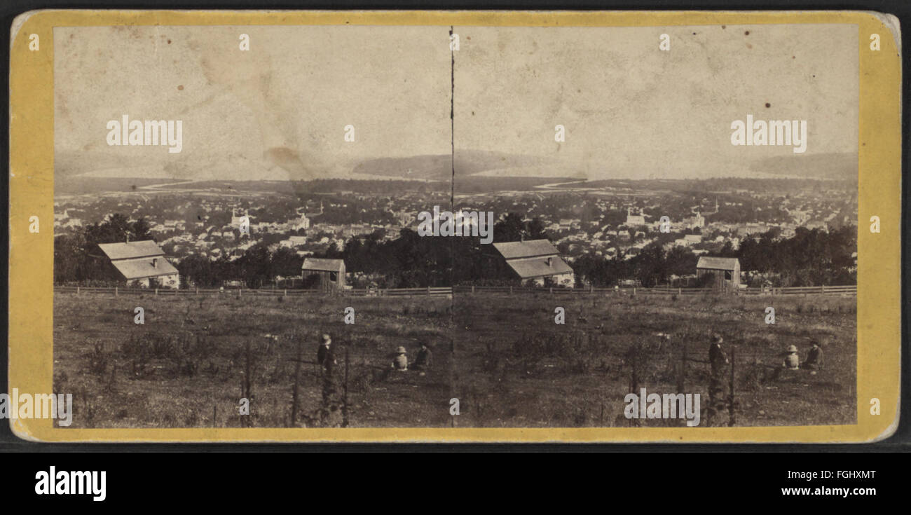 A general view of Ithaca, New York, with Cayuga Lake visible in the ...