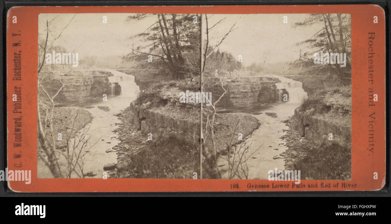 A photograph by C.W. Woodward capturing the Genesee Lower Falls and the ...